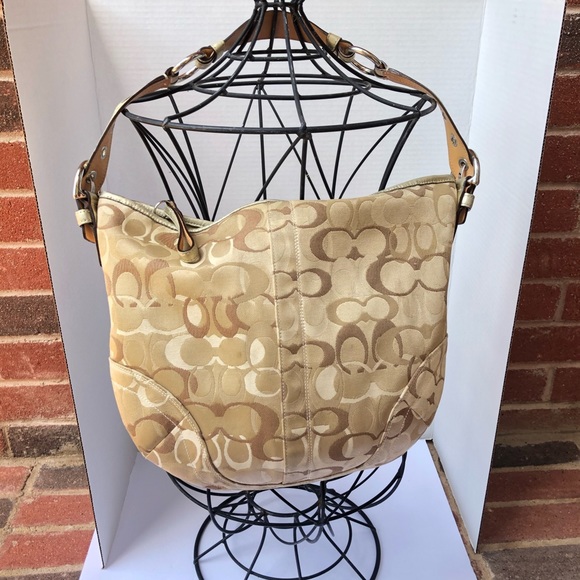 Coach | Bags | Coach Signature Boho Shoulder Leather Beige Bag | Poshmark